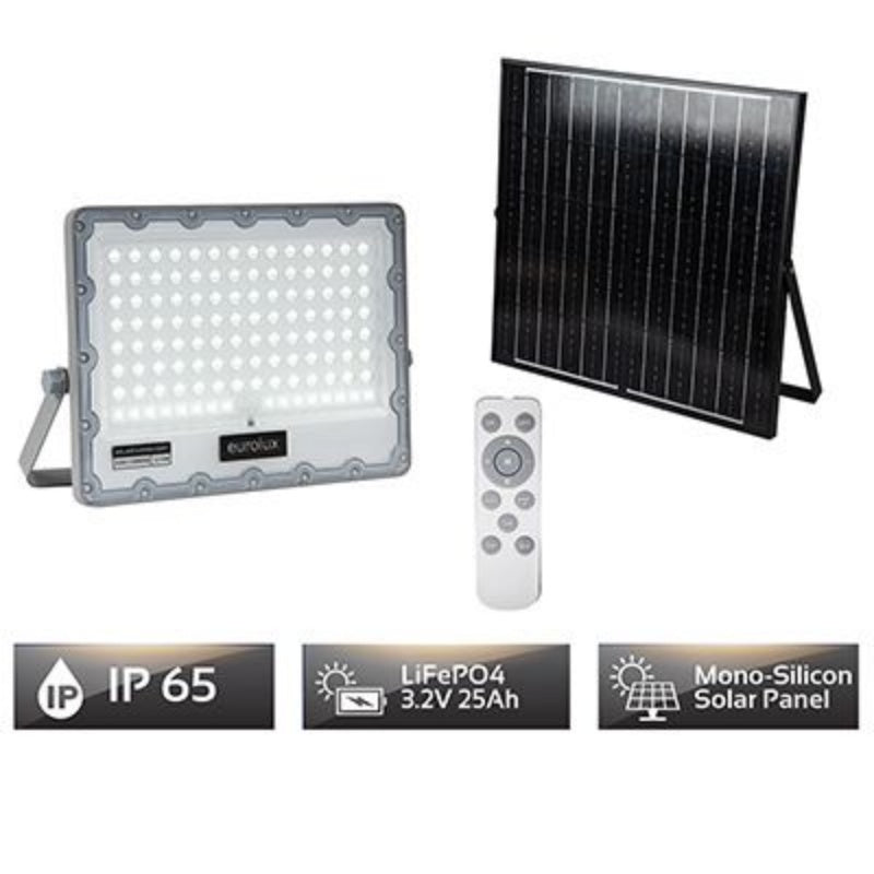 Eurolux Clear Solar-Powered LED Floodlight with Monocrystalline Panel ...