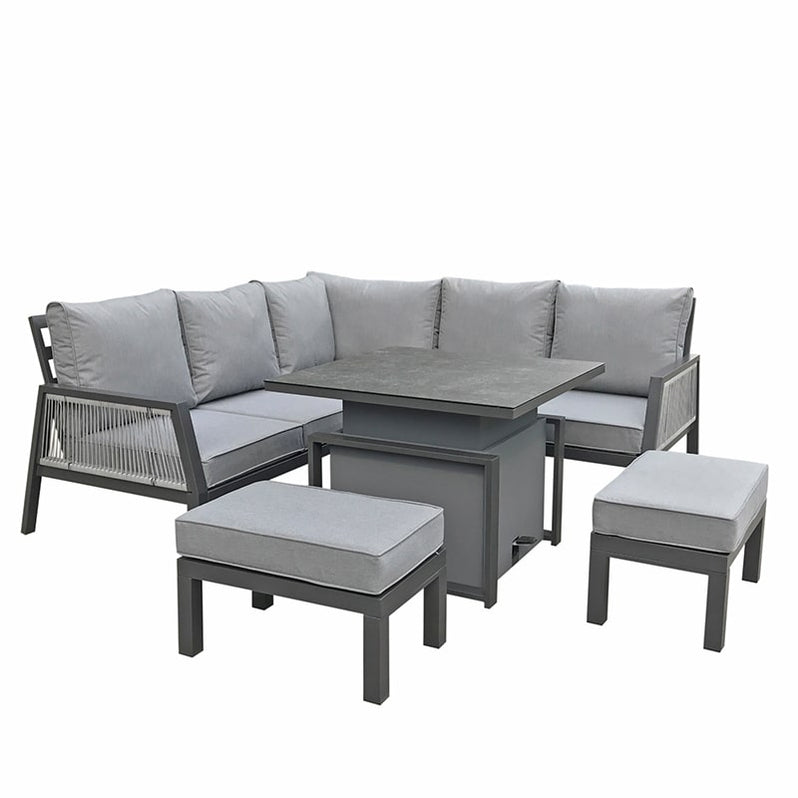 Stylish corner sofa set with adjustable lift table for outdoor comfort ...