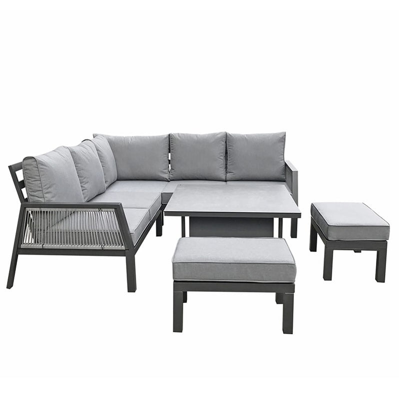 Stylish corner sofa set with adjustable lift table for outdoor comfort ...