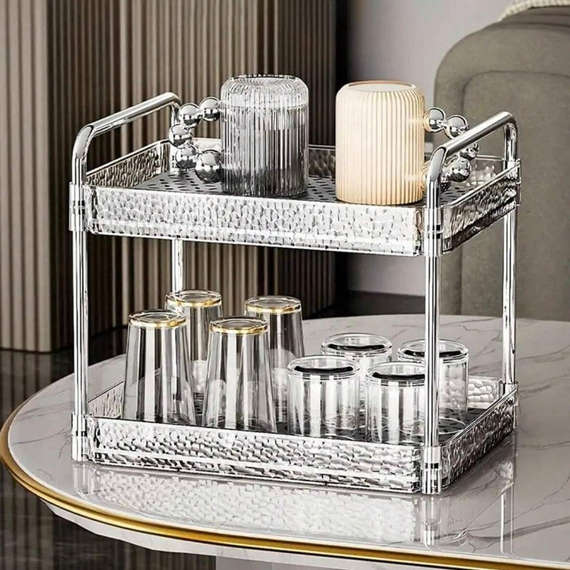 2-Tier Transparent White Cup Drain Rack | Creative Living