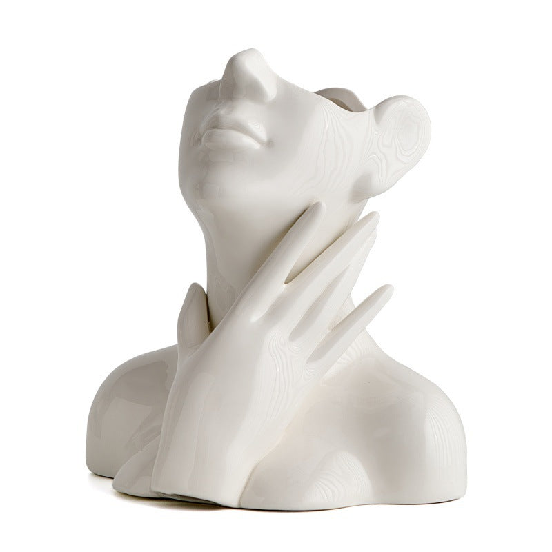 Ceramic Human Face Flower Vase - Style Big B | Creative Living