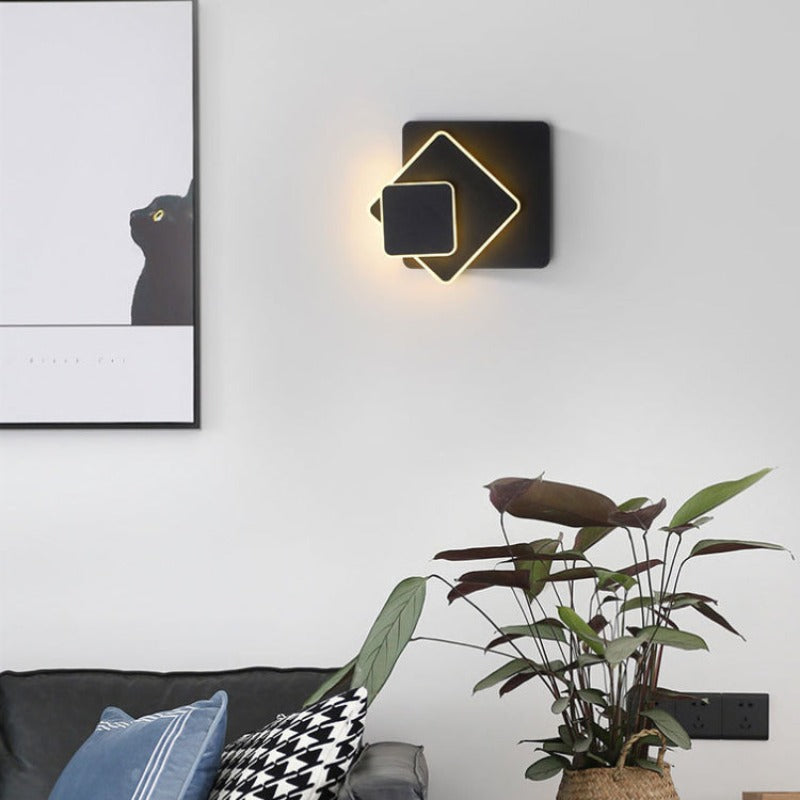 Black Triple Square Rotatable Wall Lamp | Creative Living