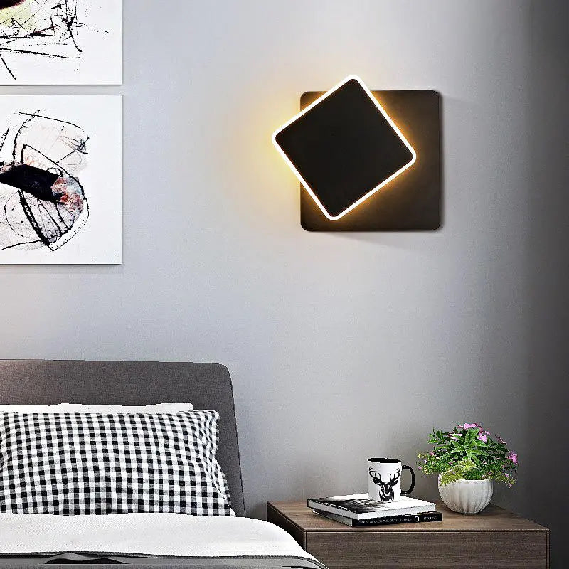 Black Double Square Rotatable Wall Lamp | Creative Living